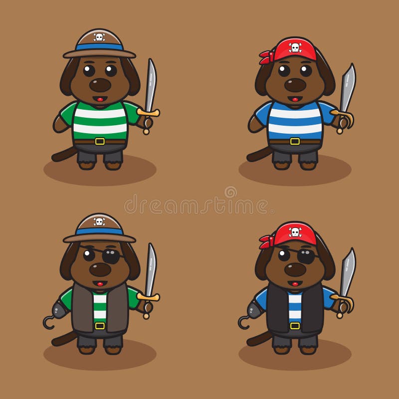 Vector Illustration of Cute Dog Pirate Cartoon. Stock Vector ...