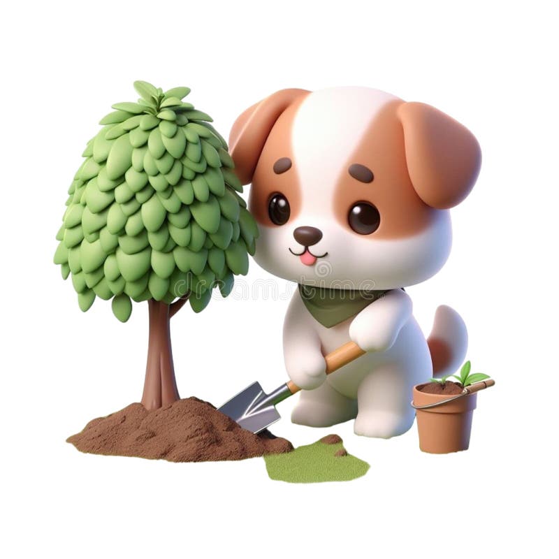 Dog planting a tree stock illustration. Illustration of animal - 320030732