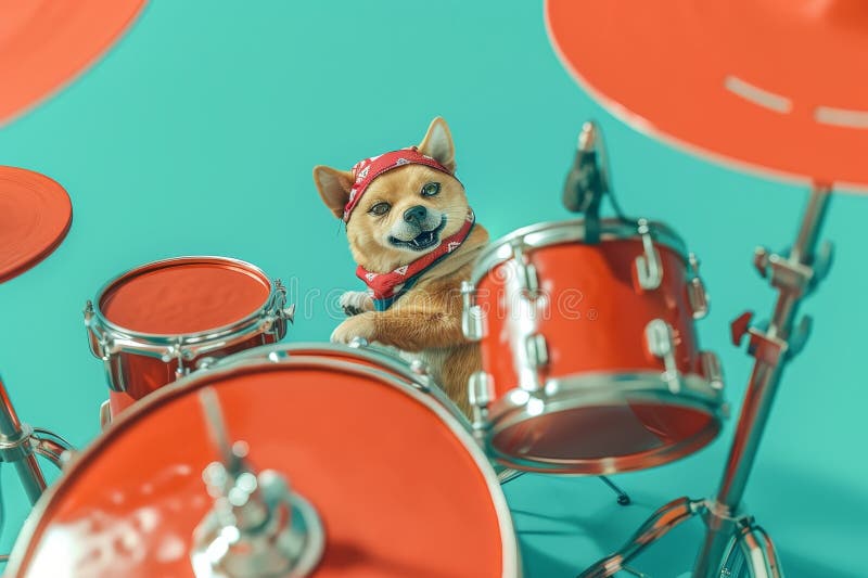 A Dog is Playing Drums and Smiling with Generative AI Stock ...