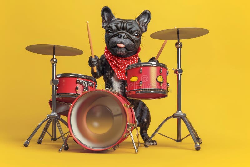 A Dog is Playing Drums and Smiling with Generative AI Stock ...