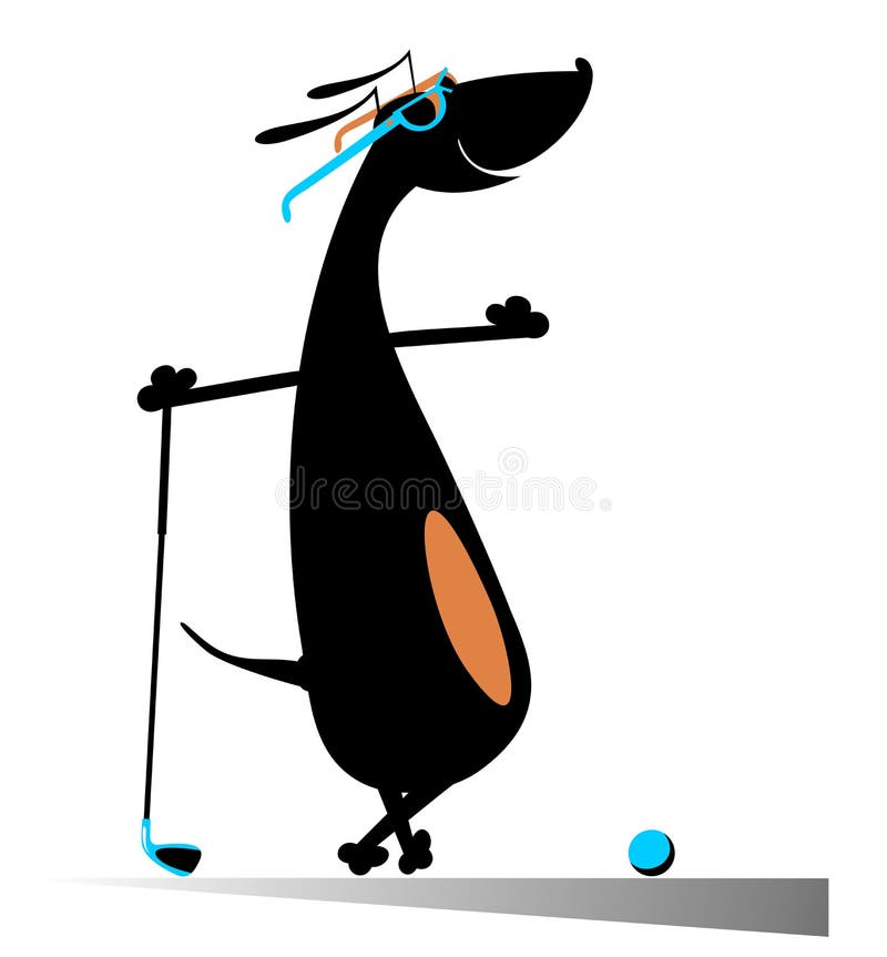 Dog is playing golf stock vector. Illustration of dachshund - 61044843