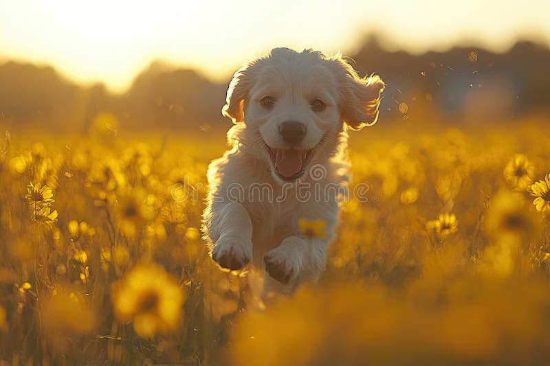 Dog Playing Spring Meadow Joyful Playful Pet Theme Stock Photos - Free ...