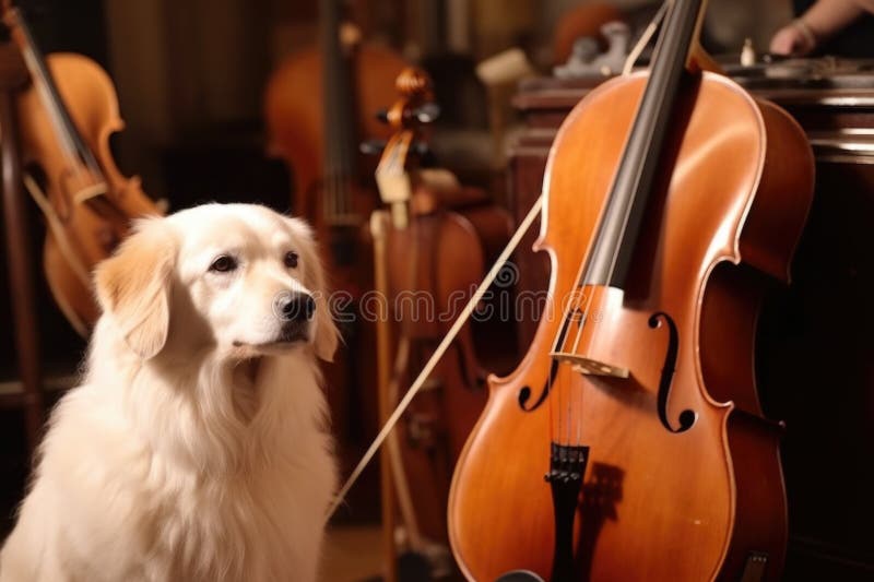 Dog Playing Violin, and Cat Playing the Cello in a Symphony Orchestra ...