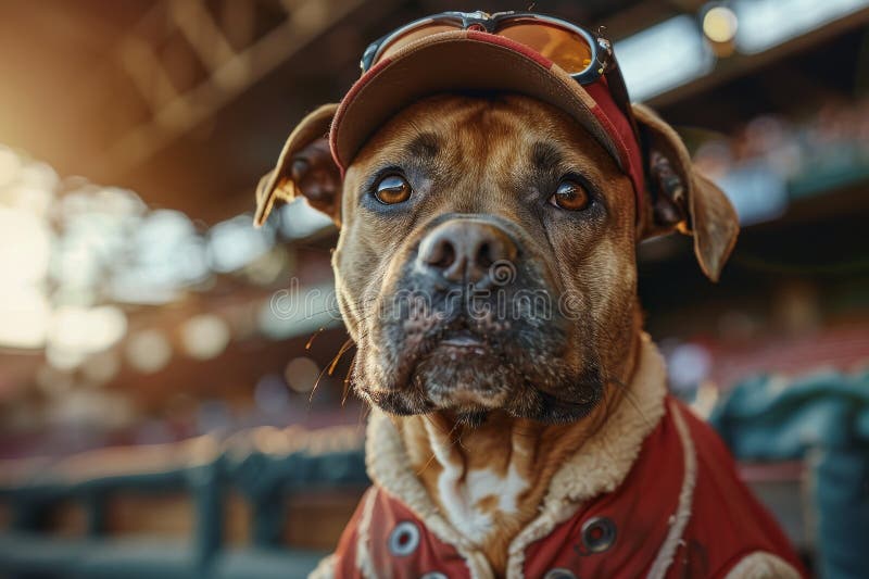 Dog Playing and Wearing a Baseball Stock Image - Image of summer, puppy ...