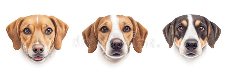 Dog Portraits Featuring Three Distinct Breeds, Showcasing Expressive ...