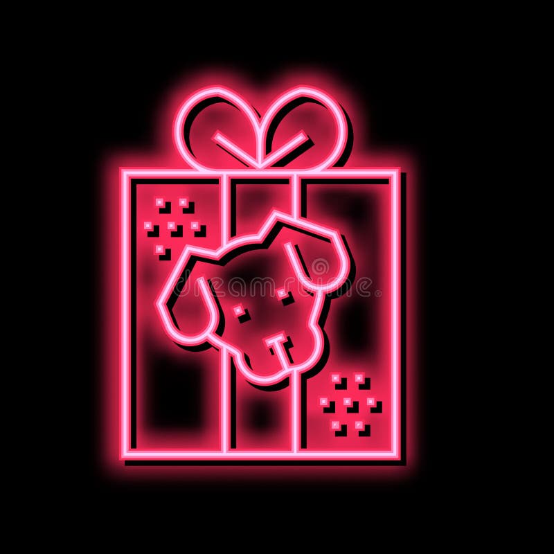 Dog Present Donation Neon Glow Icon Illustration Stock Vector ...