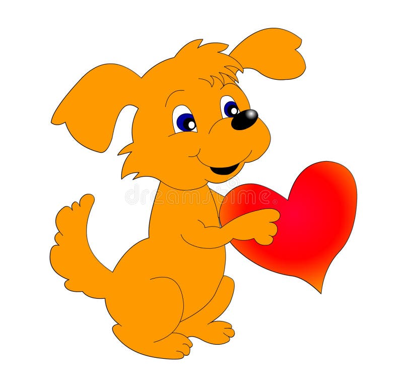 The Dog presents the heart stock illustration. Illustration of cartoon ...