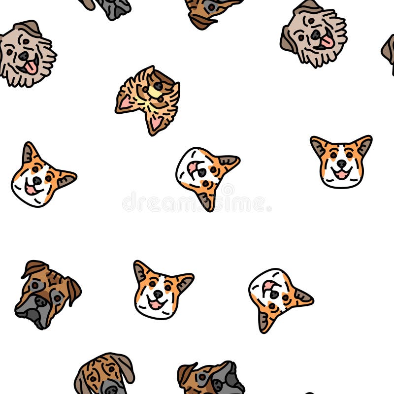 Dog Puppy Pet Animal Cute Vector Seamless Pattern Stock Vector ...