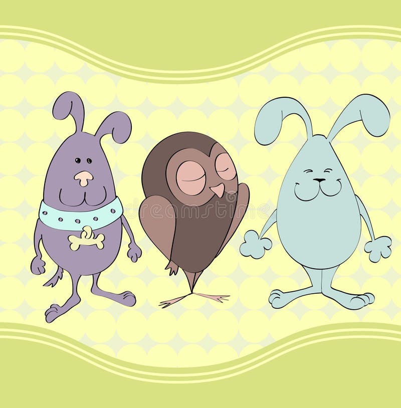 Dog, rabbit and owl stock vector. Illustration of animal - 38124872