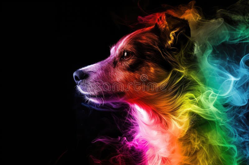 Dog with Rainbow Smoky Luminescent Wallpaper Stock Illustration ...