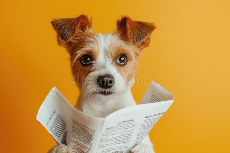 Dog Reading Newspaper stock photo. Image of leisure - 381589968