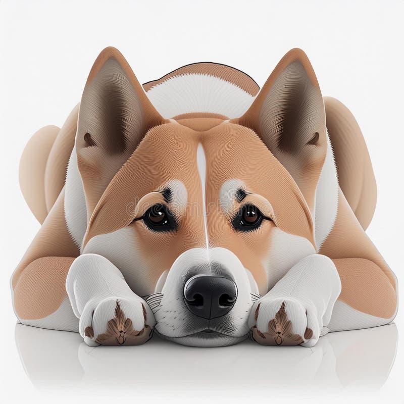 Dog Lying Down with Its Paws Extended Forward and Its Head Stock ...