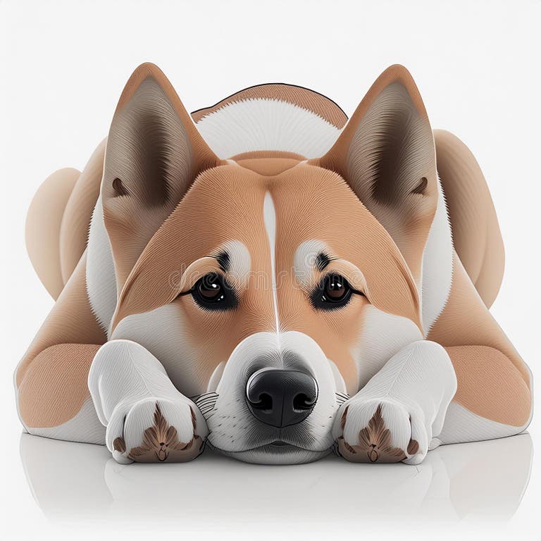 Dog Lying Down with Its Paws Extended Forward and Its Head Stock ...