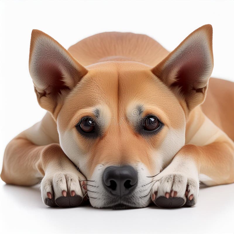 Dog Lying Down with Its Paws Extended Forward and Its Head Stock ...