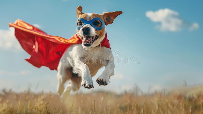 Dog with Red Cloak, Superhero Dog Stock Illustration - Illustration of ...