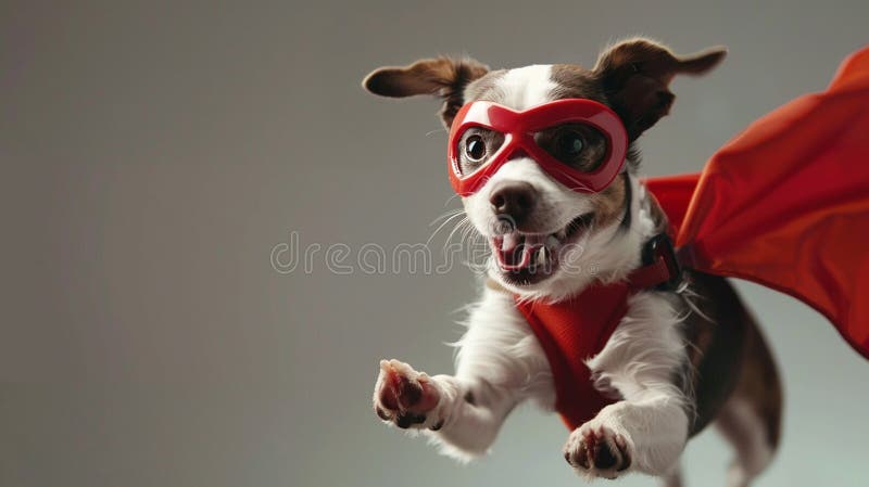 Dog with Red Cloak, Superhero Dog Stock Photo - Image of cartoon, white ...