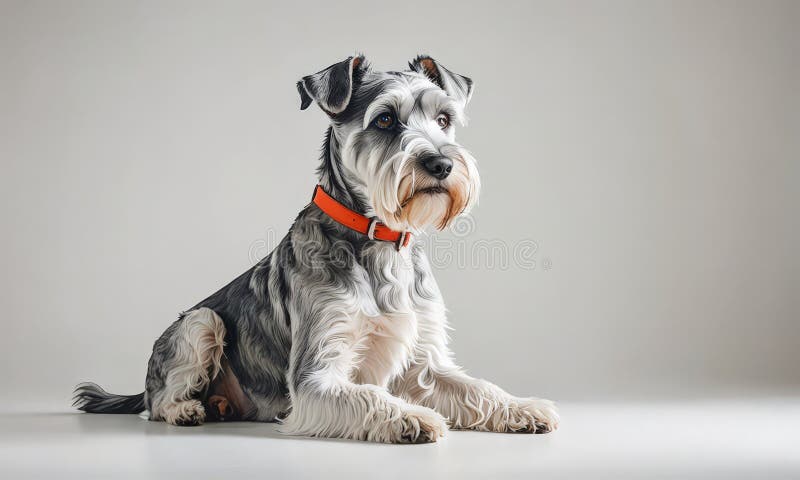 Dog with Red Collar Sitting on White Surface Stock Illustration ...