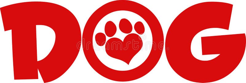 Dog Red Text with Love Paw Print Stock Vector - Illustration of print ...
