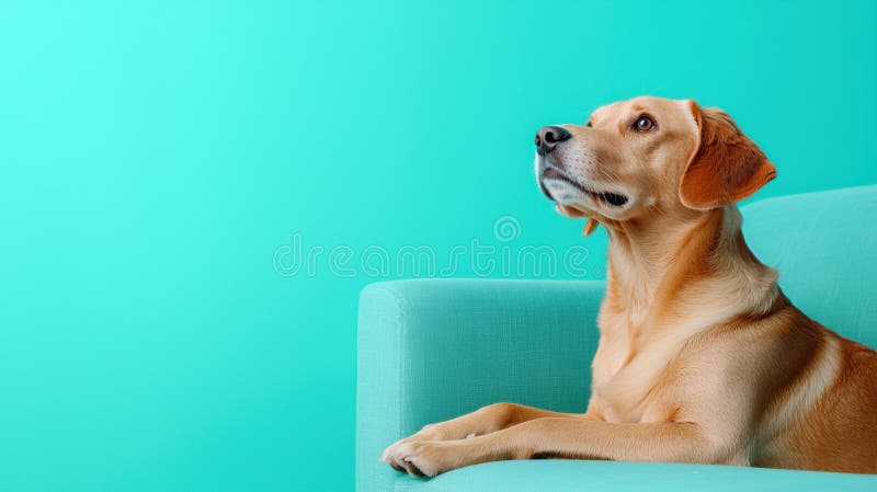 Dog Relaxing on Modern Couch in Vibrant Home Setting Stock Image ...