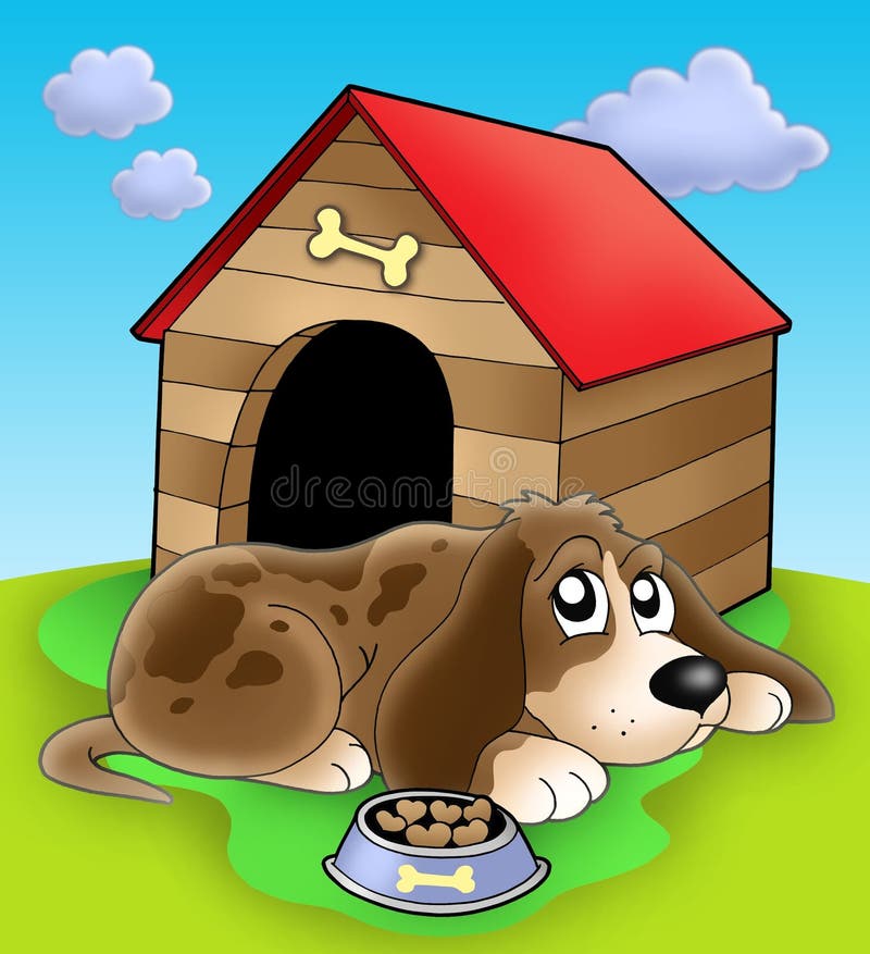 Dog Resting in Front of Kennel Stock Illustration - Illustration of ...