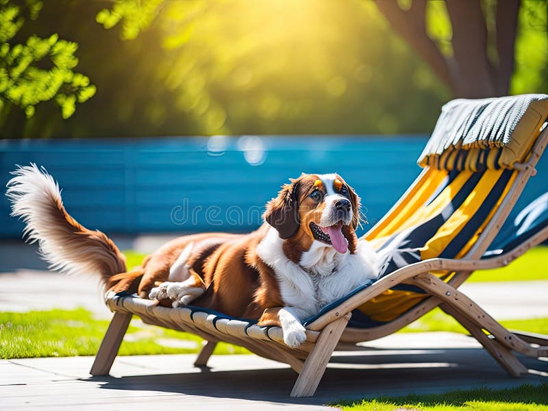 The Dog is Resting on a Trendy Sun Lounger. Ai Generative Stock ...