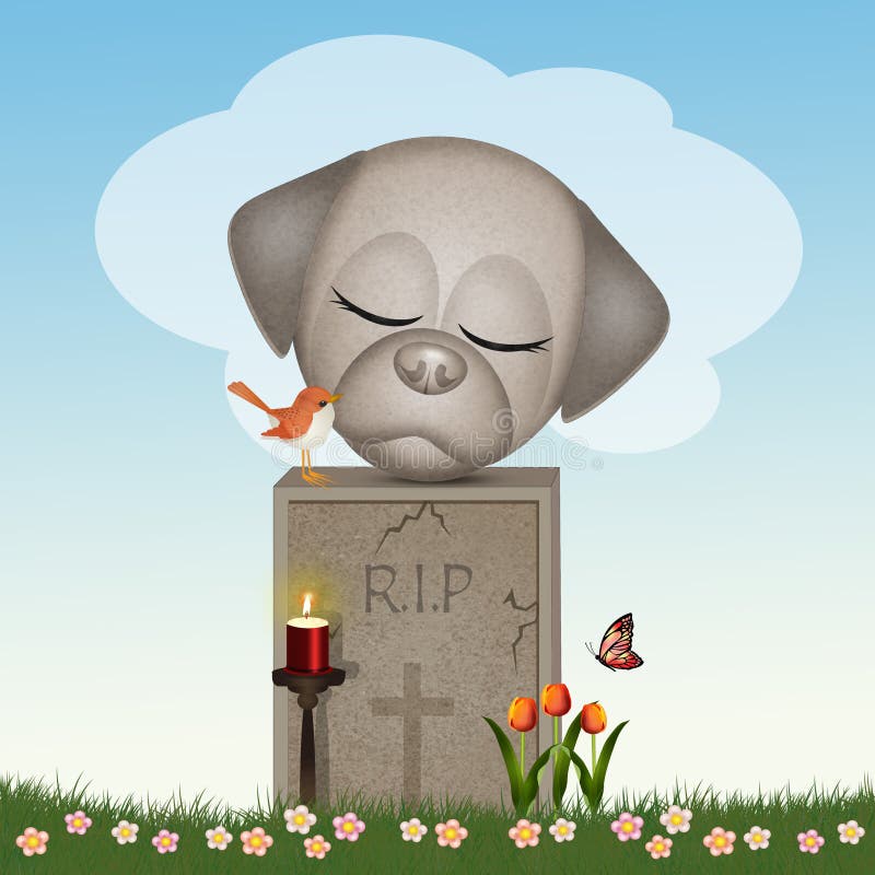 The dog rests in peace stock illustration. Illustration of postcard ...