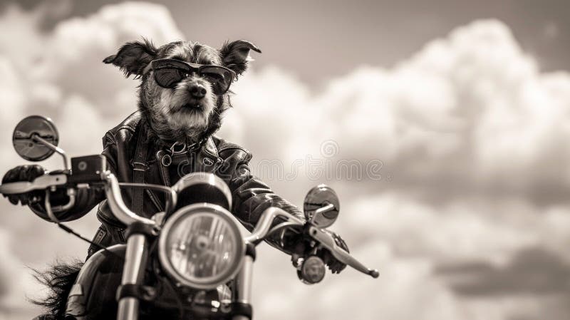 Dog Riding a Harley Davidson Vintage. Generative Ai Stock Illustration ...