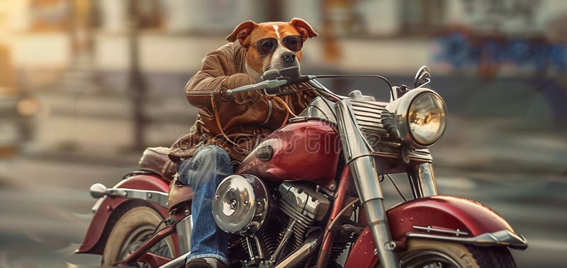 Dog Riding a Harley Davidson Vintage. Generative Ai Stock Illustration ...