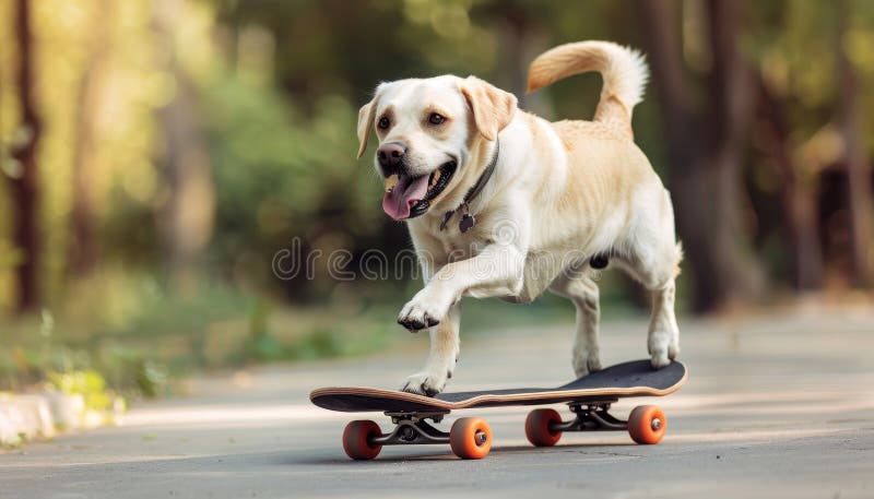 A Dog is Riding a Skateboard on a Sidewalk by AI Generated Image Stock ...