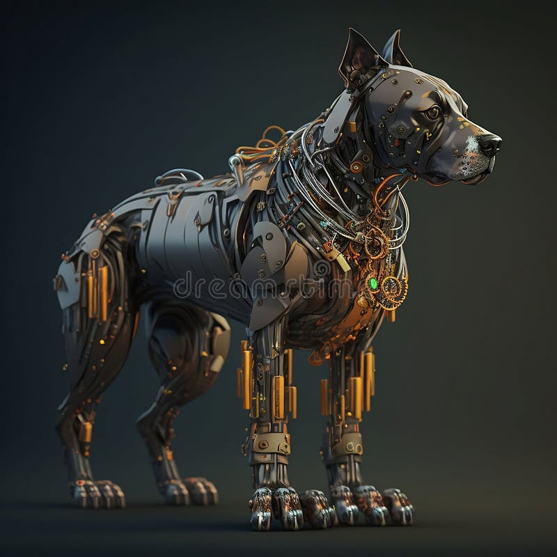 A Dog Robot, Cyborg Dog. Future Technology and Defense of Data Concept ...