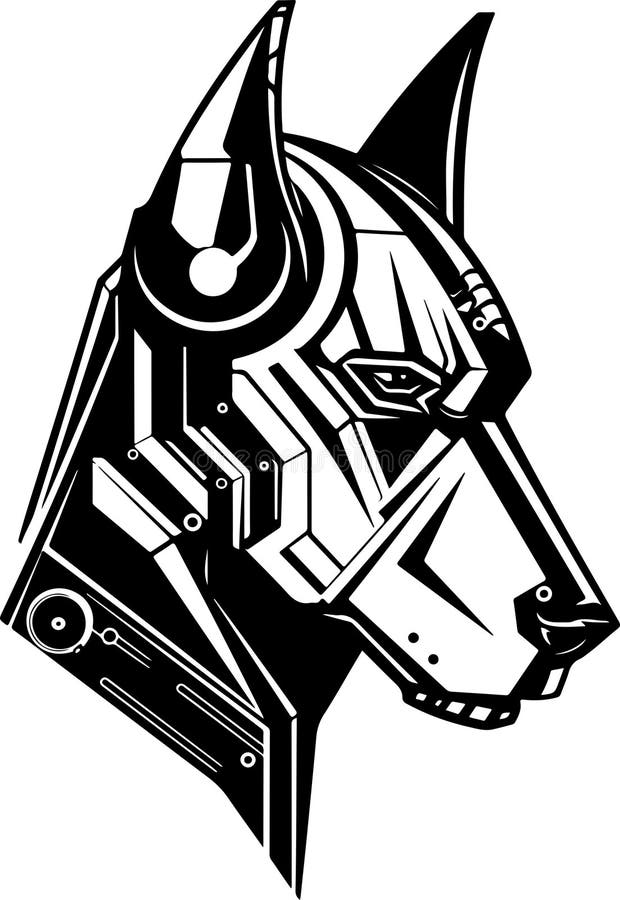 A Dog with a Robotic Head. Cyber Dog Head Logo Template Stock Vector ...