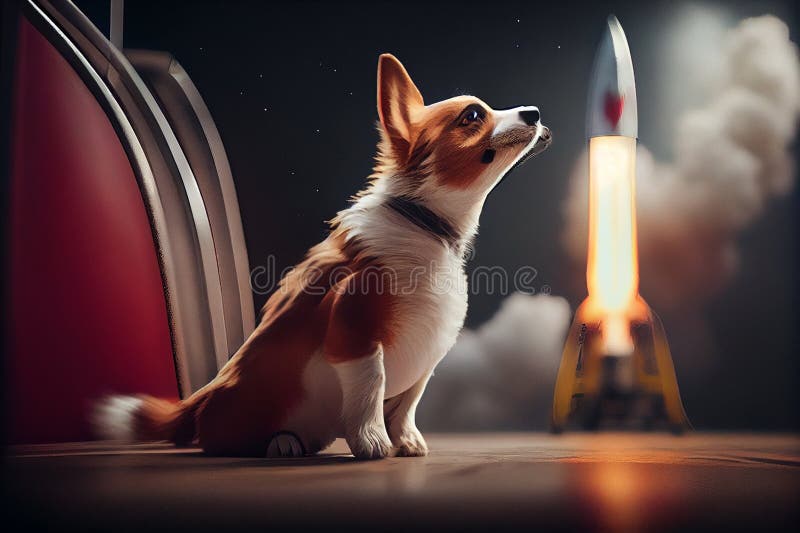 Dog on a Rocket.generative Ai Stock Illustration - Illustration of ...