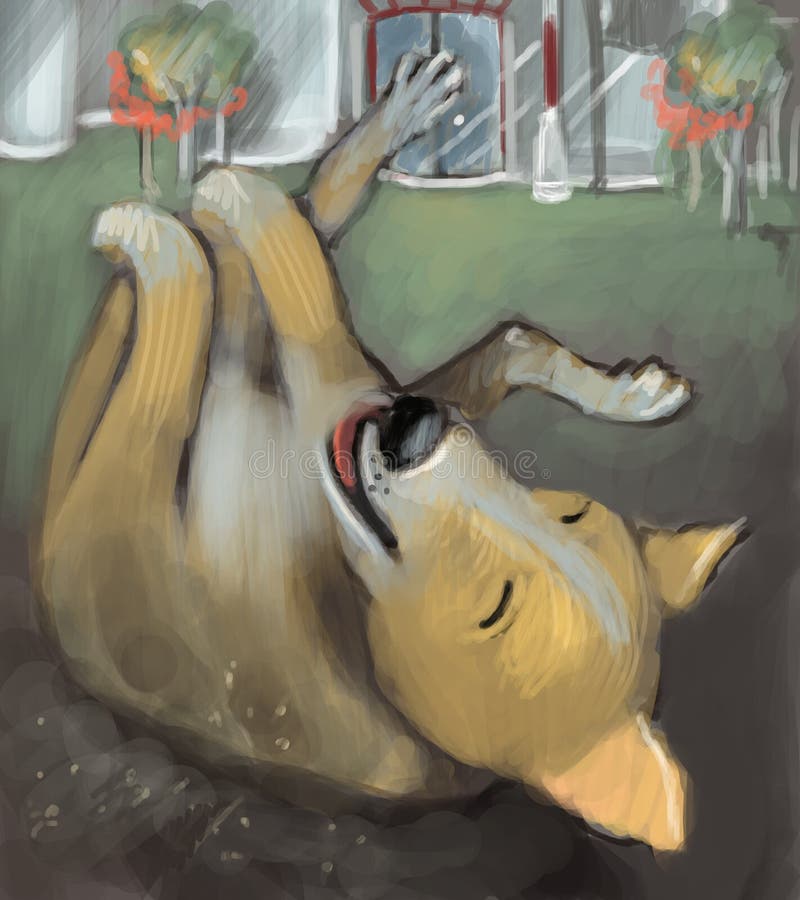 Dog rolling in dirt stock illustration. Illustration of rolling - 5853486