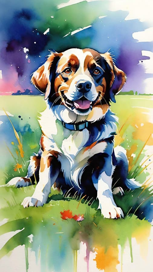 Dog Rolling on the Grass. Needle Depth of Field. Stock Illustration ...