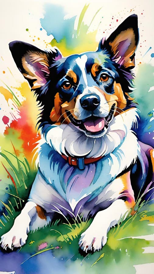 Dog Rolling on the Grass. Needle Depth of Field. Stock Illustration ...