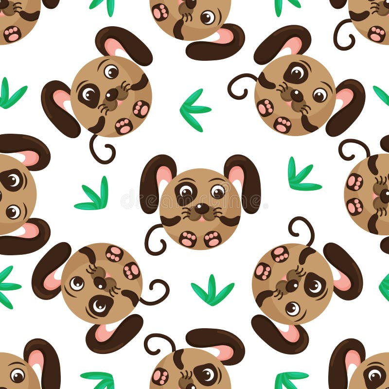 Dog Round Face Seamless Pattern. Vector Illustration Stock Vector ...