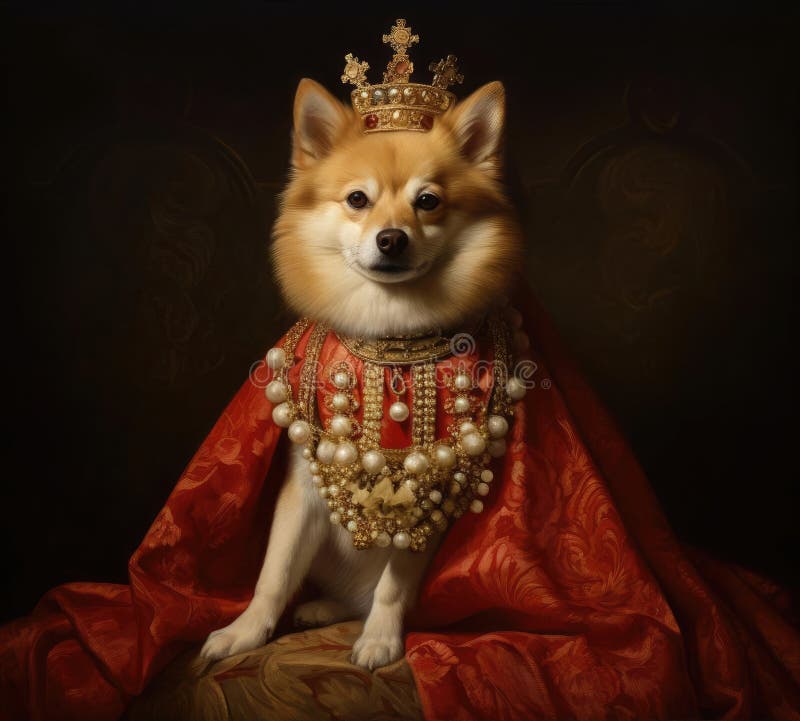 A dog in royal attire stock image. Image of pinscher - 289378497
