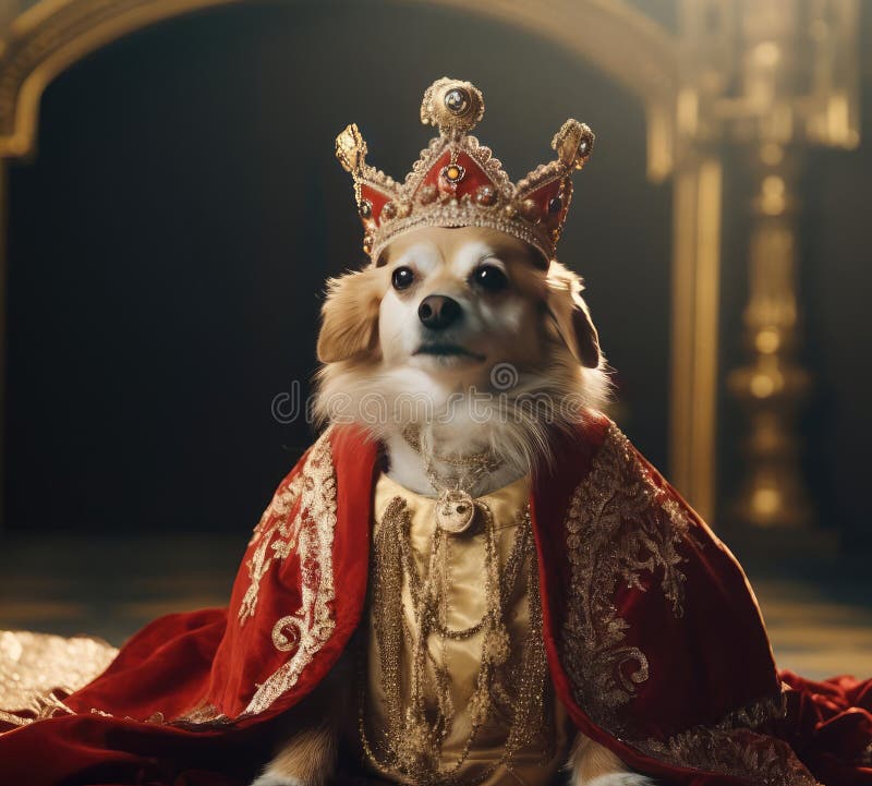 A dog in royal attire stock photo. Image of home, puppy - 289380256