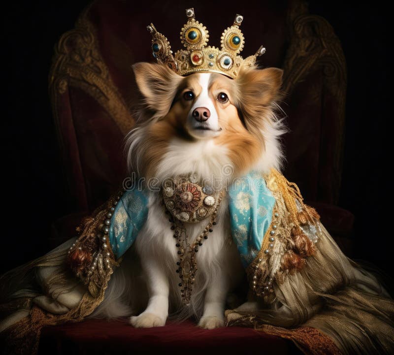 A dog in royal attire stock photo. Image of adopting - 289383350