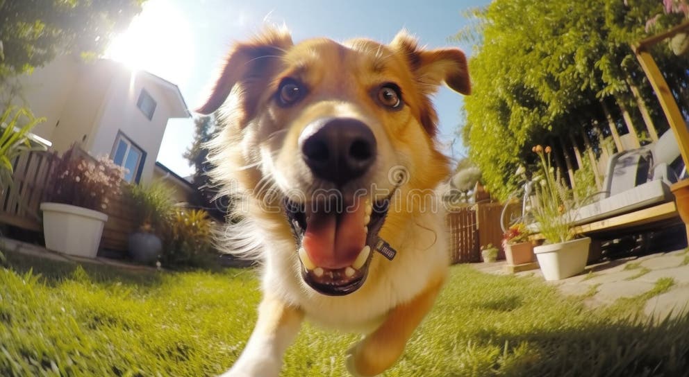 A Dog Running Around Playing Outside Stock Photo - Image of lively ...