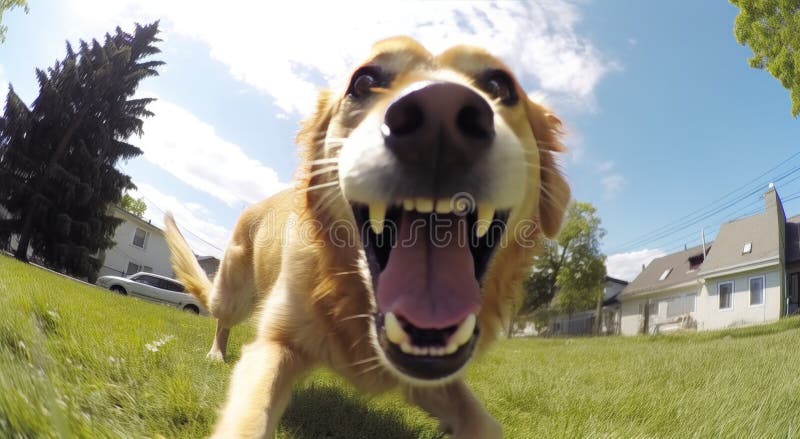 A Dog Running Around Playing Outside Stock Image - Image of joyful ...