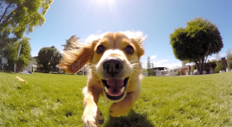 A Dog Running Around Playing Outside Stock Photo - Image of playing ...