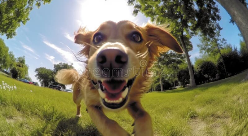 A Dog Running Around Playing Outside Stock Photo - Image of tail ...
