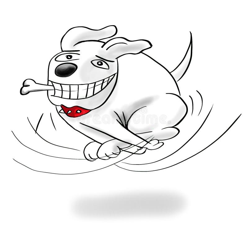 Dog running with a bone stock illustration. Illustration of whitening ...
