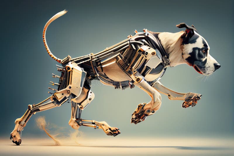 Dog, Running and Jumping with Robotic Leg, Demonstrating Its Full Range ...