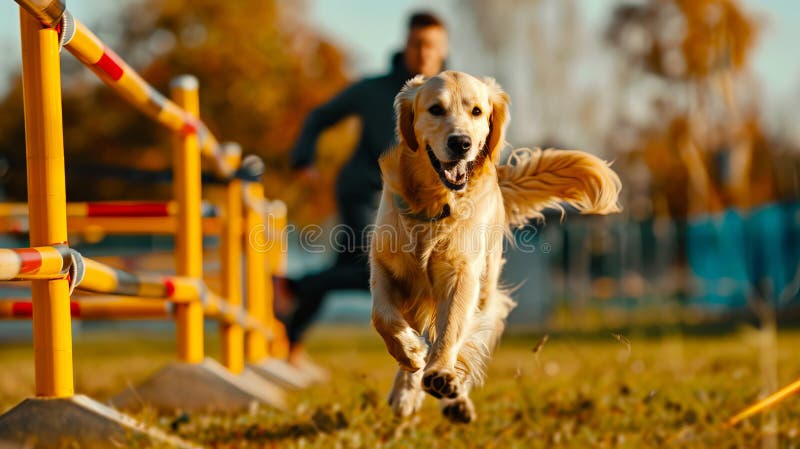 A Dog Running Over an Obstacle in an Agility Course Stock Image - Image ...