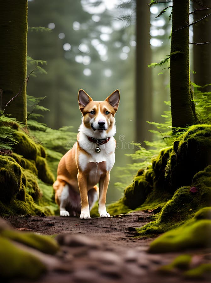 Dog Runs through Forest Captured in HDR. Stock Illustration ...