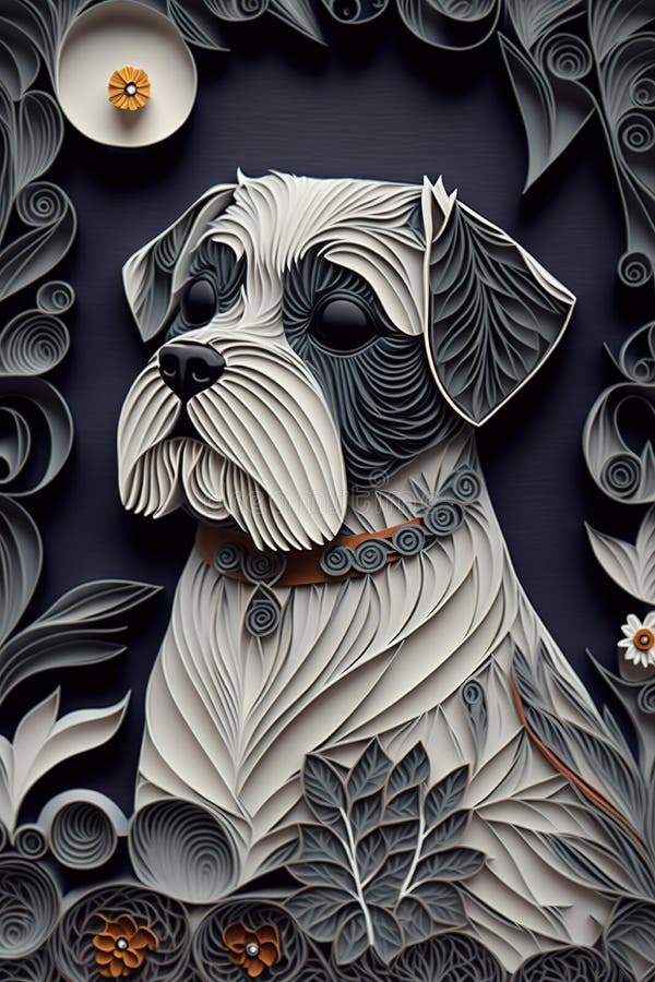 Dog S Portrait with Papercut Technique. 3D Rendering Style Stock ...