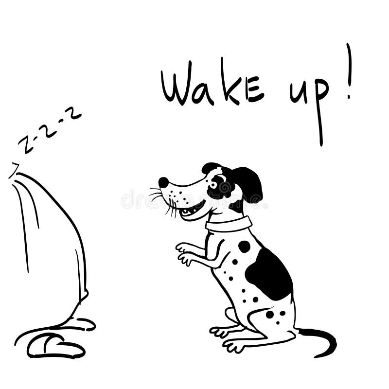 The dog says wake up stock vector. Illustration of funny - 63144016