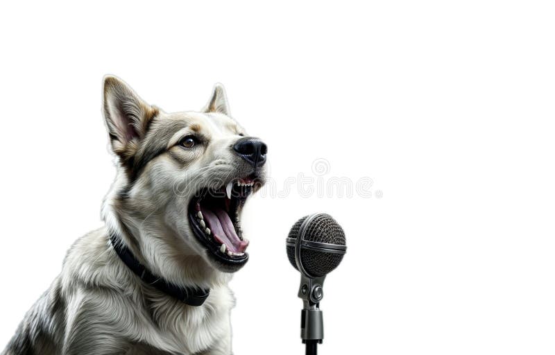 Dog Screams into the Microphone Stock Illustration - Illustration of ...